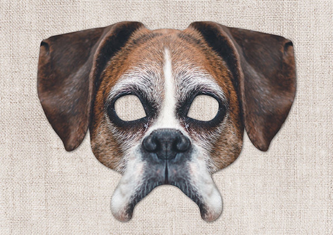 Old Boxer Printable Mask, Dog, Boxer, Photo-real Dog Mask, Halloween ...