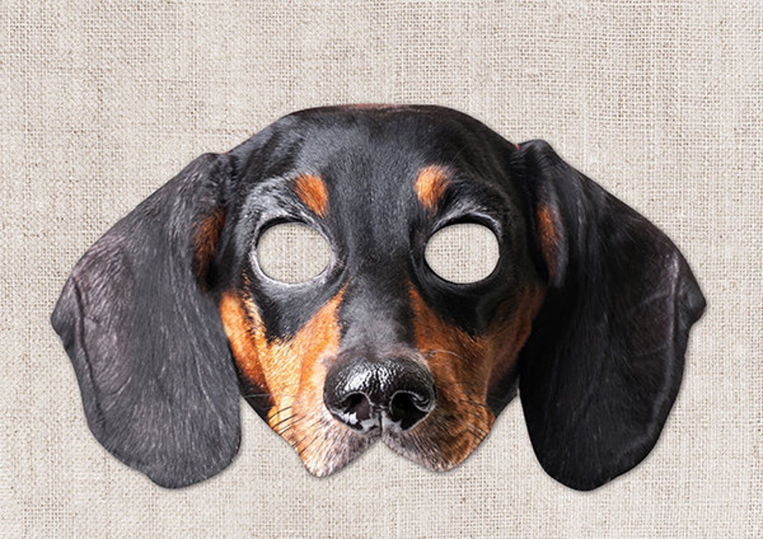 Black Brown Dachshund Printable Mask, Dog, Photo-real Dog Mask ...