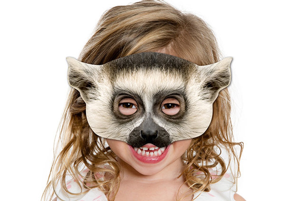 Lemur Printable Mask, Ring-tailed Lemur, Photo-real Lemur Mask ...