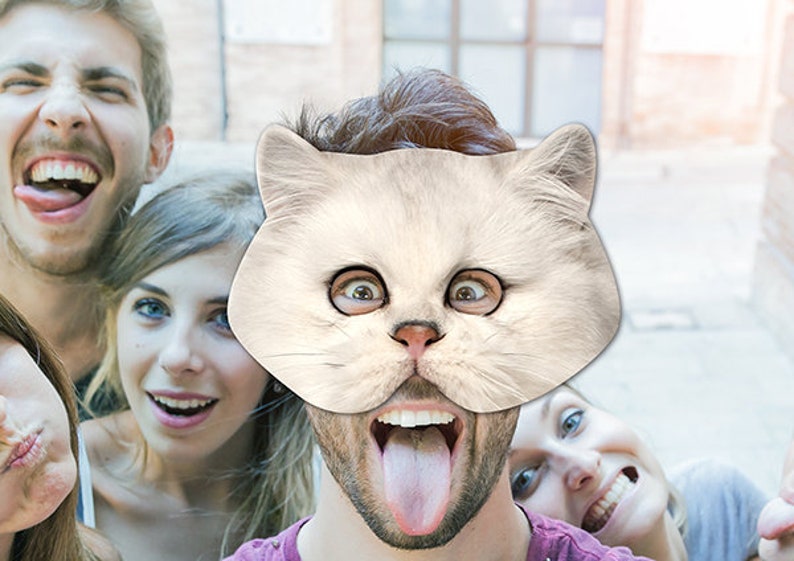 White Persian Cat Printable Mask, Photo-real Cat Mask, Printable ...