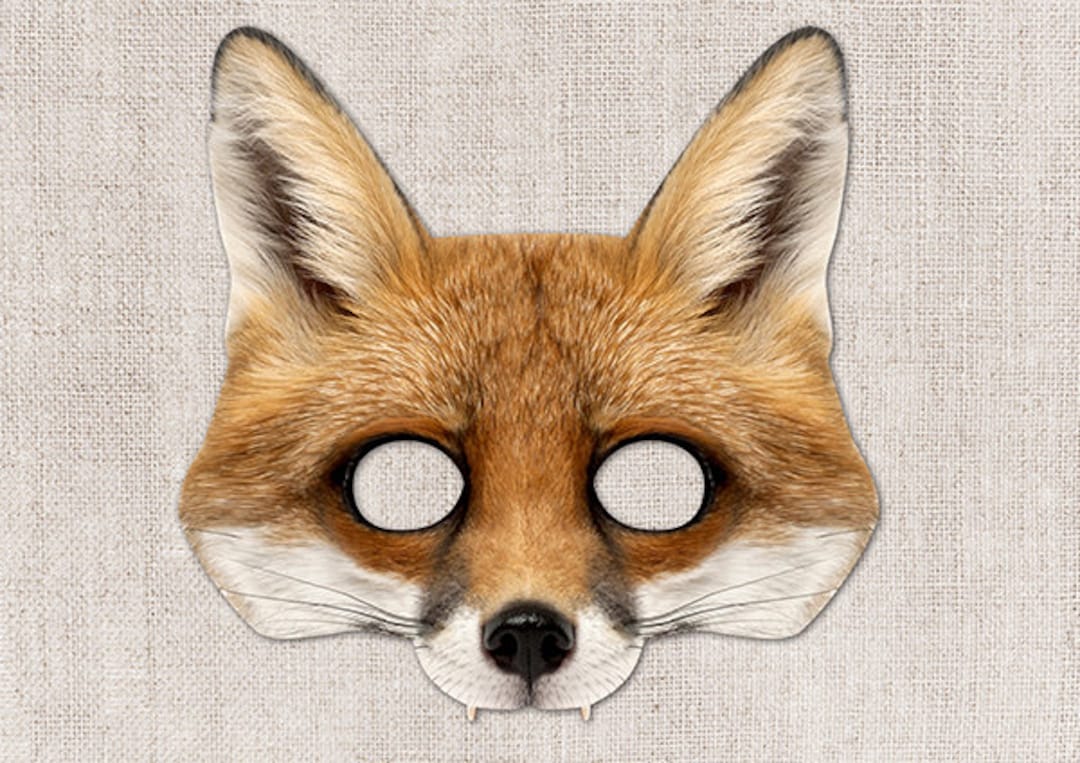 Fox Printable Mask, Fox, Red Fox, Photo-real Fox Mask, Halloween Mask ...