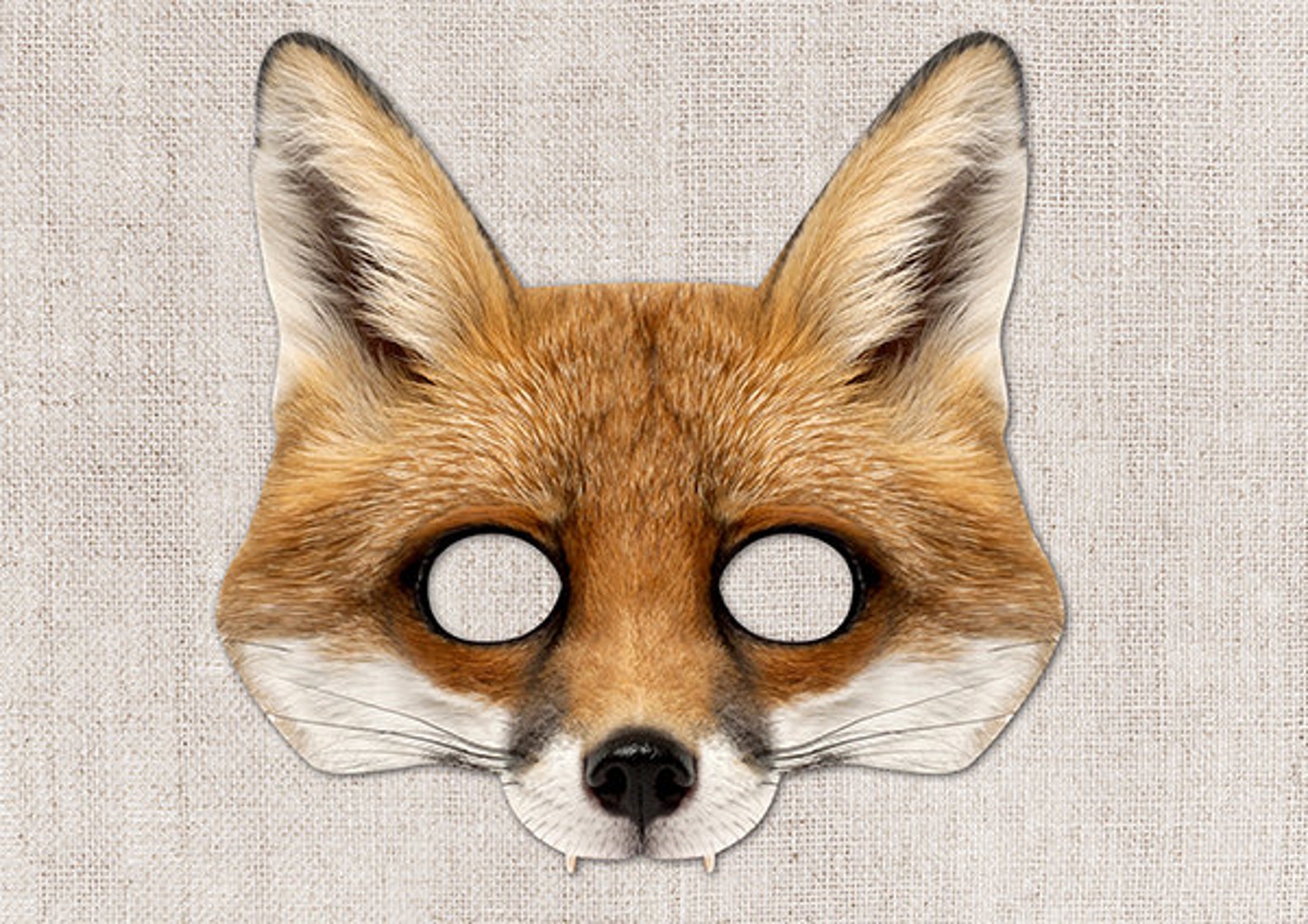 Fox Printable Mask, Fox, Red Fox, Photo-real Fox Mask, Halloween Mask ...