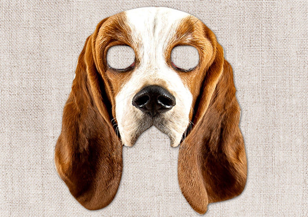 Bassett Hound Printable Mask, Dog, Bassett Hound, Photo-real Dog Mask ...
