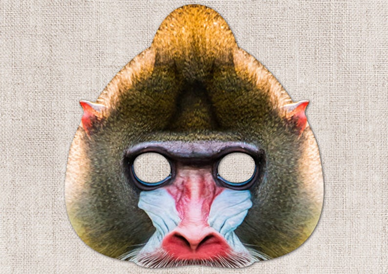 Rafiki Printable Mask Mandrill Rafiki Photo-Real Rafiki | Etsy