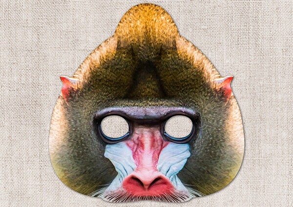 Mandrill Printable Mask, Photo-real Mask, Rafiki, Halloween Mask ...
