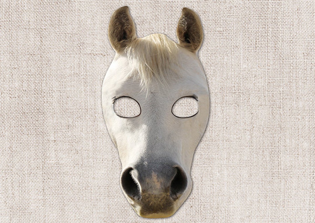 White Horse Printable Mask, Photo-real Horse Mask, Printable Halloween ...