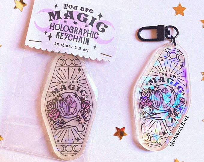 YOU ARE MAGIC Holographic Motel Keychain - Etsy