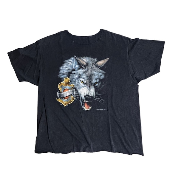 Harley Davidson 3D Emblem Wolf Single Stitch Shirt CU… - Gem
