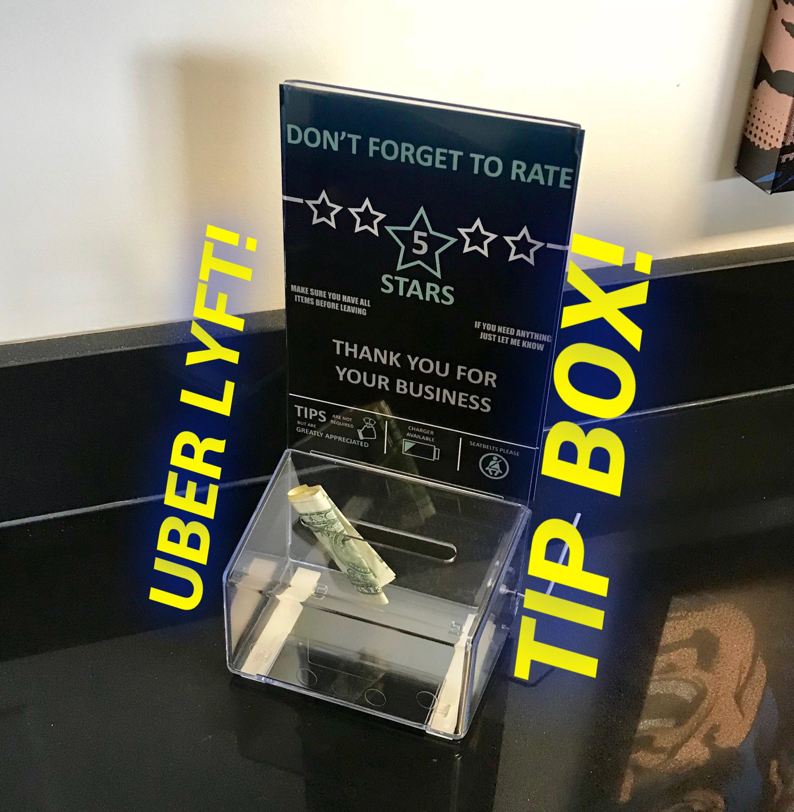 Uber and lyft driving tip box With sleek tip sign Great | Etsy