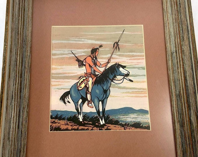 Vintage Native American Art, Frank Vigil Apache Artist, Rustic Apache ...