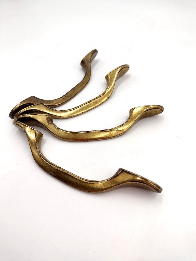 3 Mid Century Modern Drawer Pulls Gold Mod Minimalist - Etsy