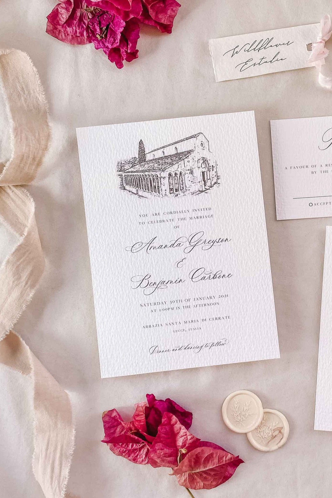 Wedding Invitation Venue Wedding Venue Illustration Wedding - Etsy