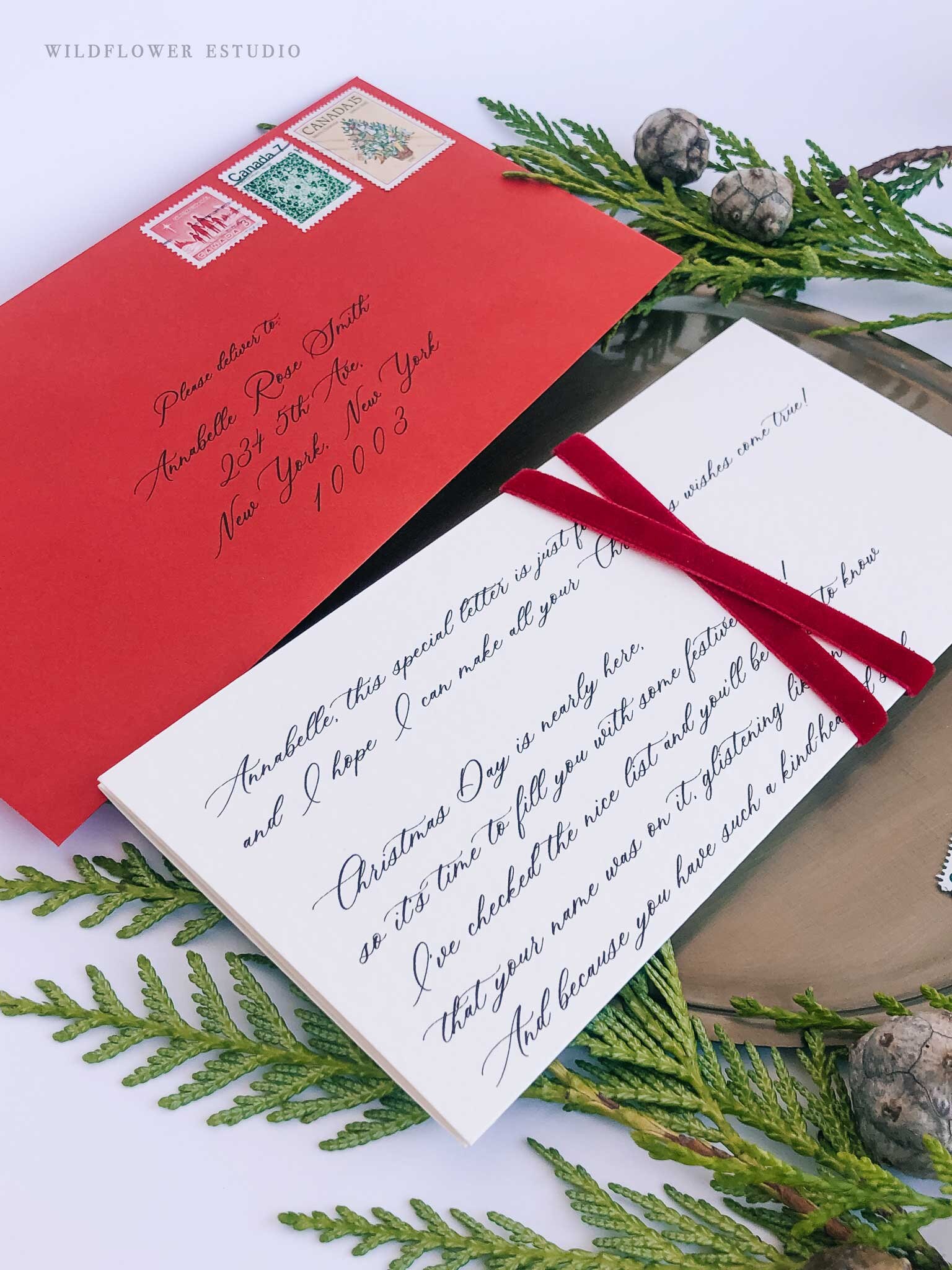 Personalised Christmas Letter From Santa With Vintage Stamps and Velvet ...