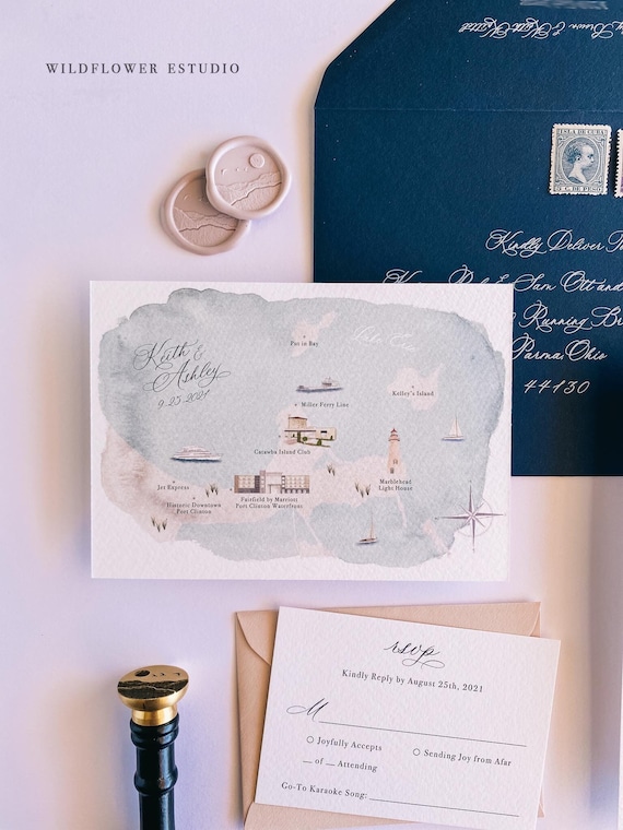 Custom Wedding Map Watercolor Wedding Map Printable Wedding | Etsy UK