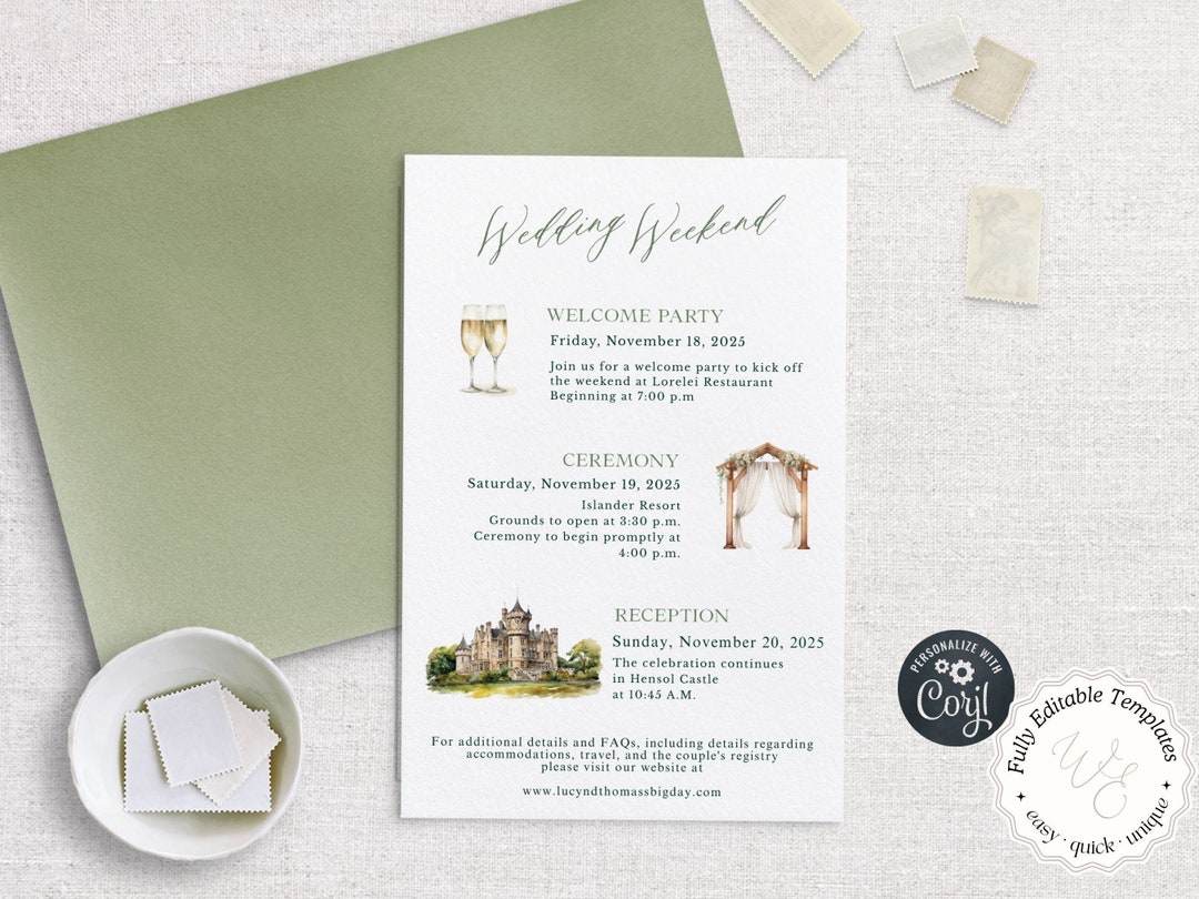 Wedding Timeline Template, Fully Editable DIY Wedding Timeline Creator ...