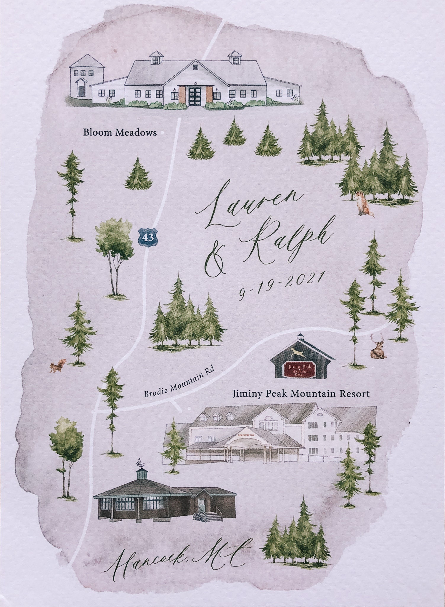 Custom Wedding Map Watercolor Wedding Map Unique Wedding - Etsy UK