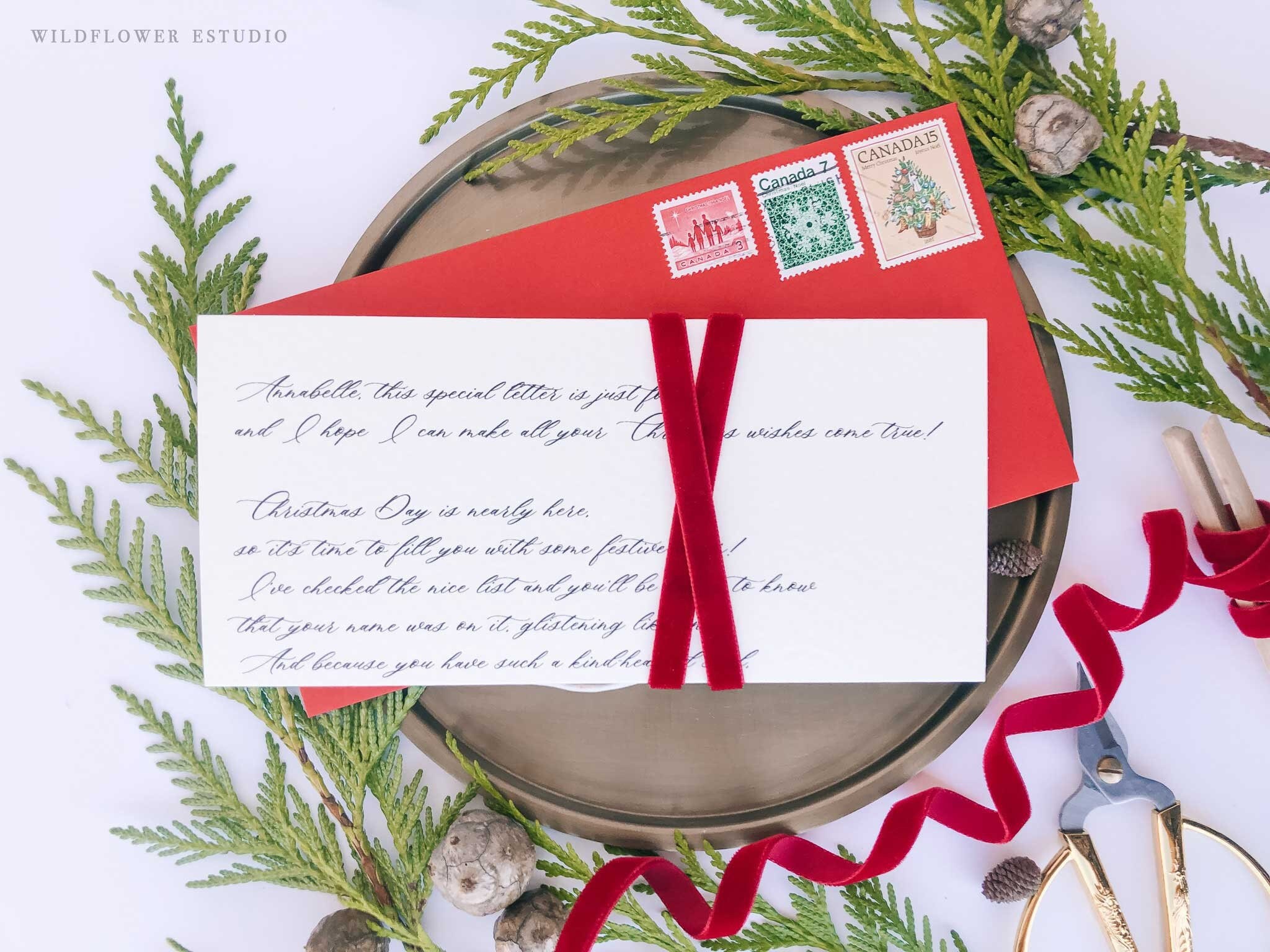 Personalised Christmas Letter From Santa With Vintage Stamps and Velvet ...