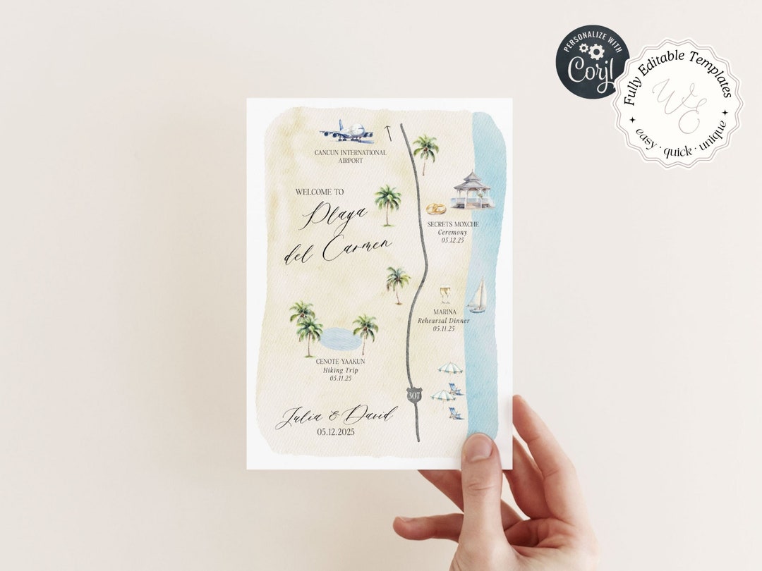 Wedding Map Template, Create Your Custom Wedding Map With Our Fully ...
