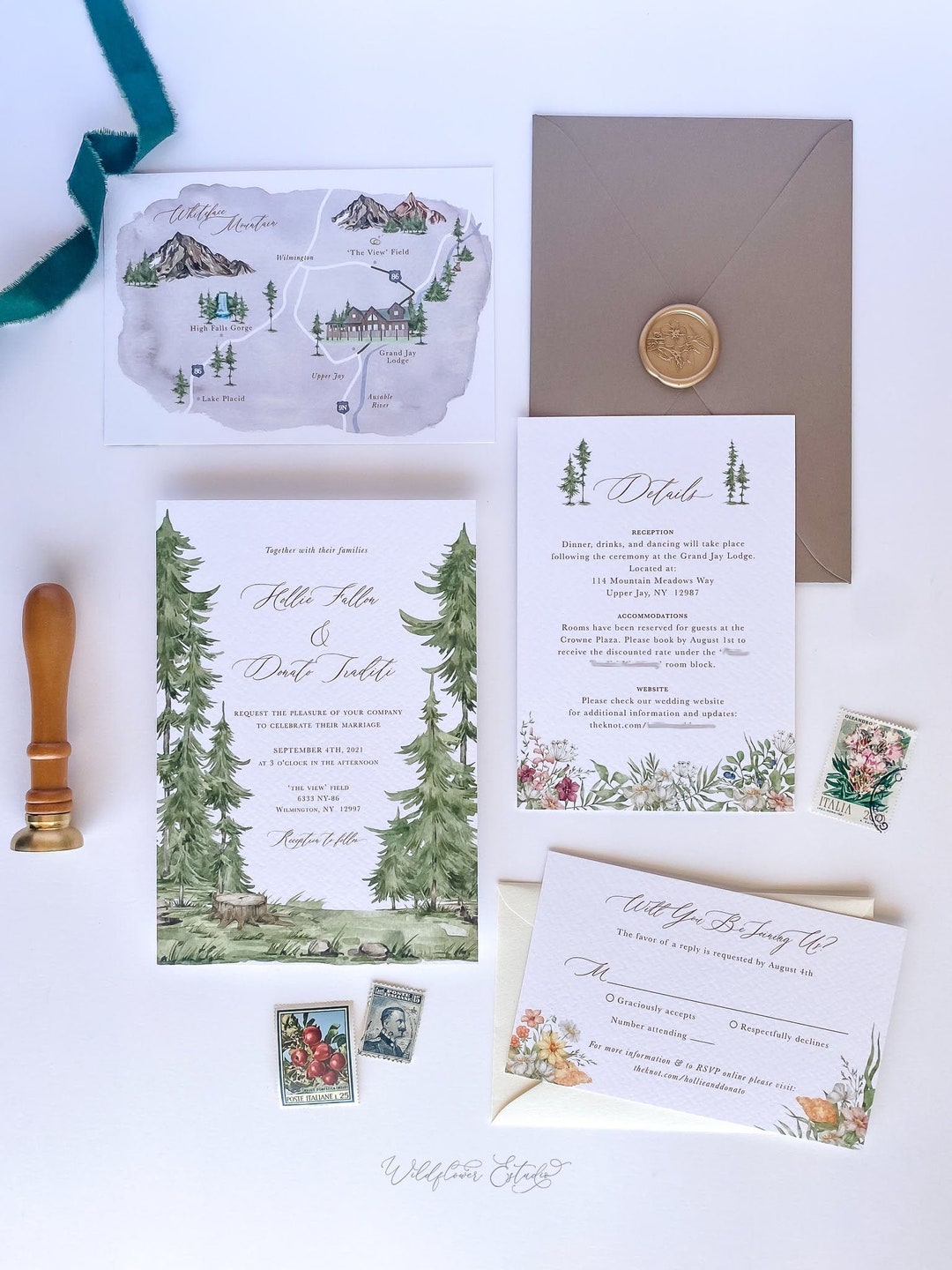Forest Wedding Invitation Suite With Custom Wedding Map, Outdoor ...