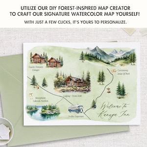 Mountain Wedding Map Invitation Template, Fully Editable Wedding Map ...