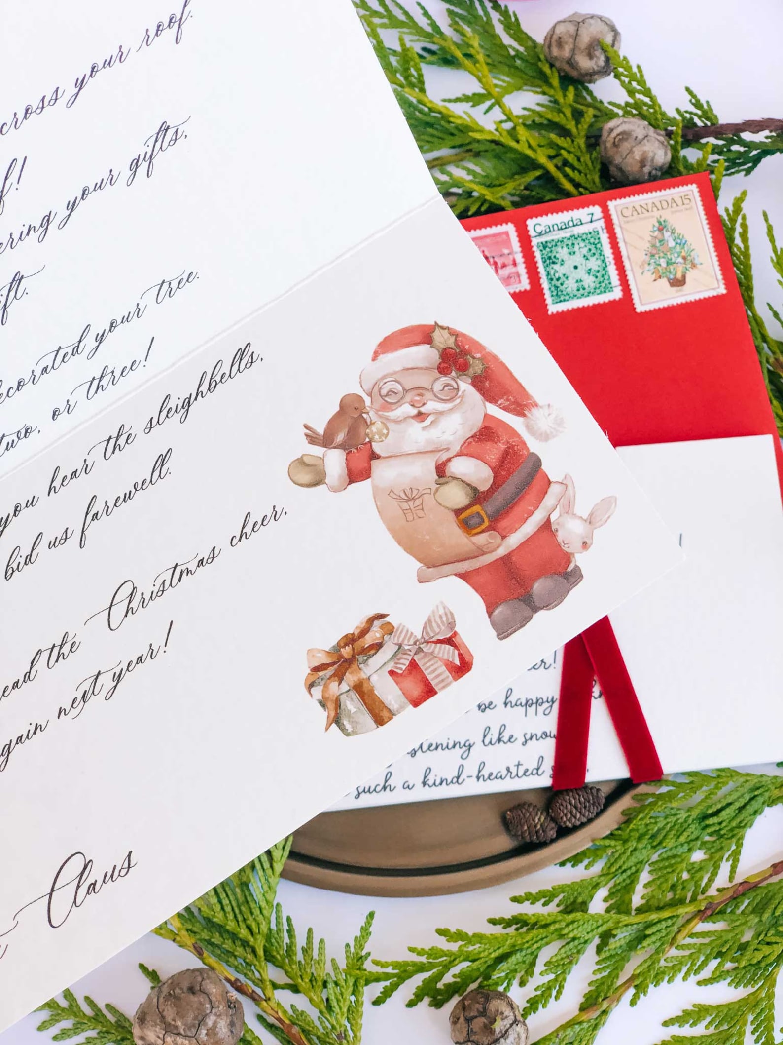 Personalised Christmas Letter From Santa With Vintage Stamps and Velvet ...