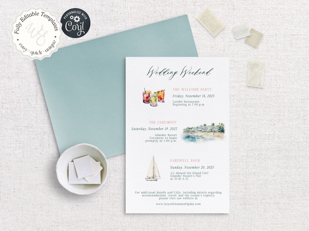 Wedding Day Timeline Template, Fully Editable DIY Wedding Timeline Card ...