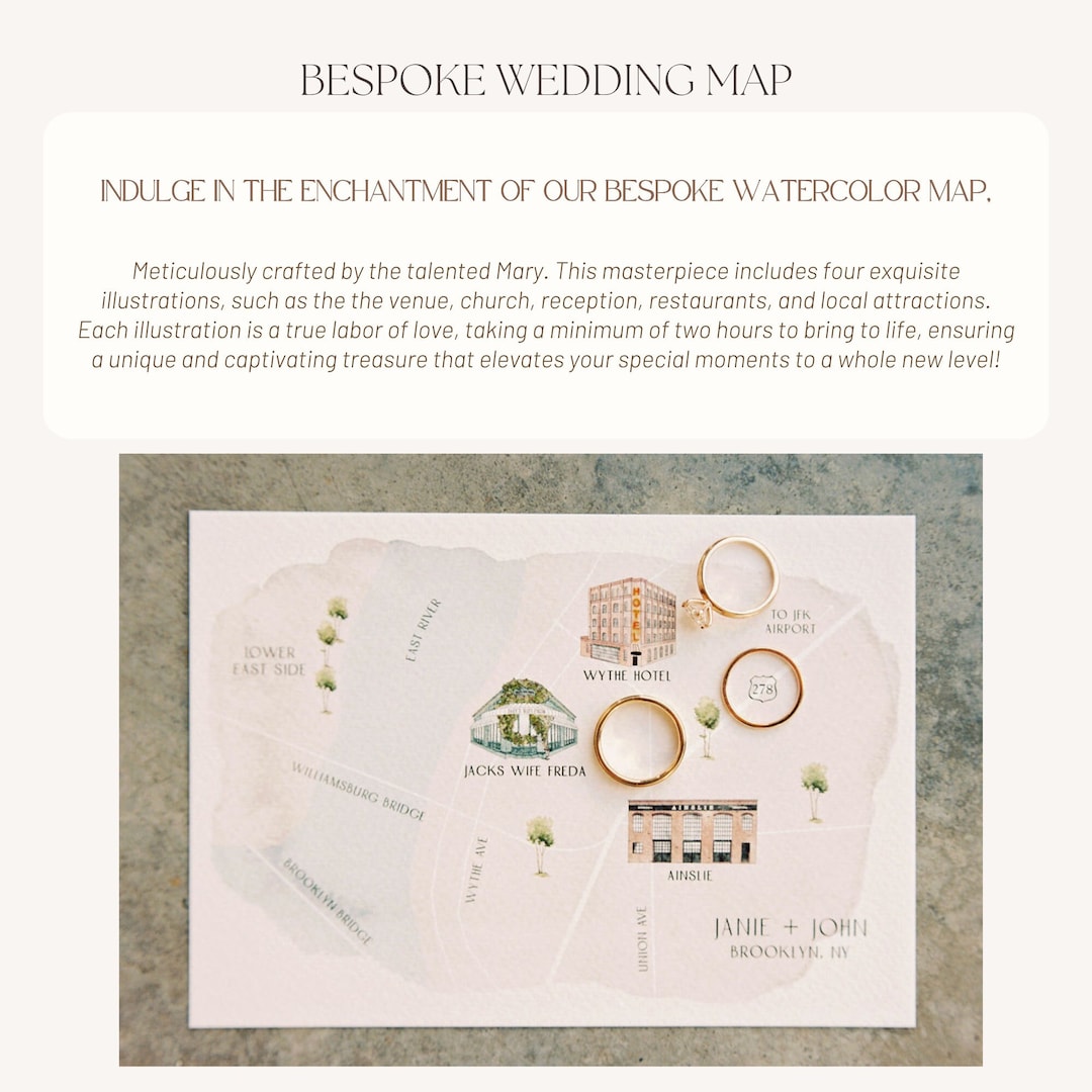 Bespoke Wedding Map: Custom Wedding Map With 4 Handmade Watercolor ...