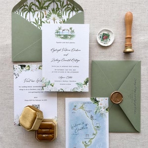Tropical Wedding Invitation With Custom Wedding Map Perfect for a ...