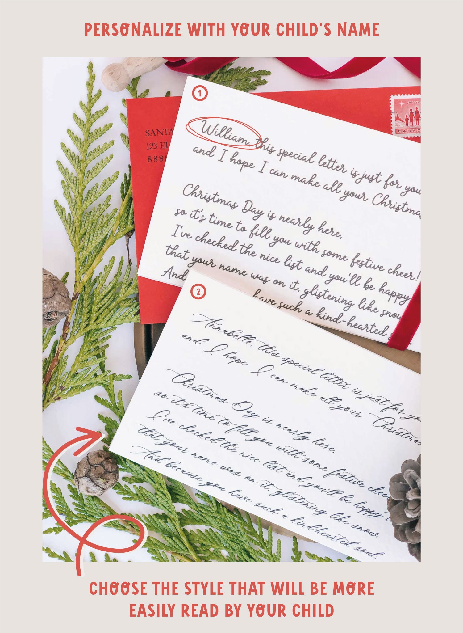 Personalised Christmas Letter From Santa With Vintage Stamps and Velvet ...