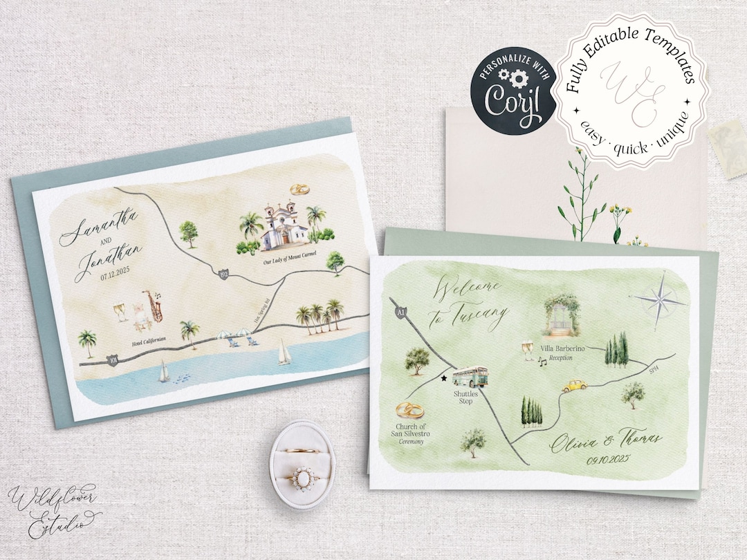 THE WEDDING MAP Invitation Template, Easily Create a Unique Destination ...