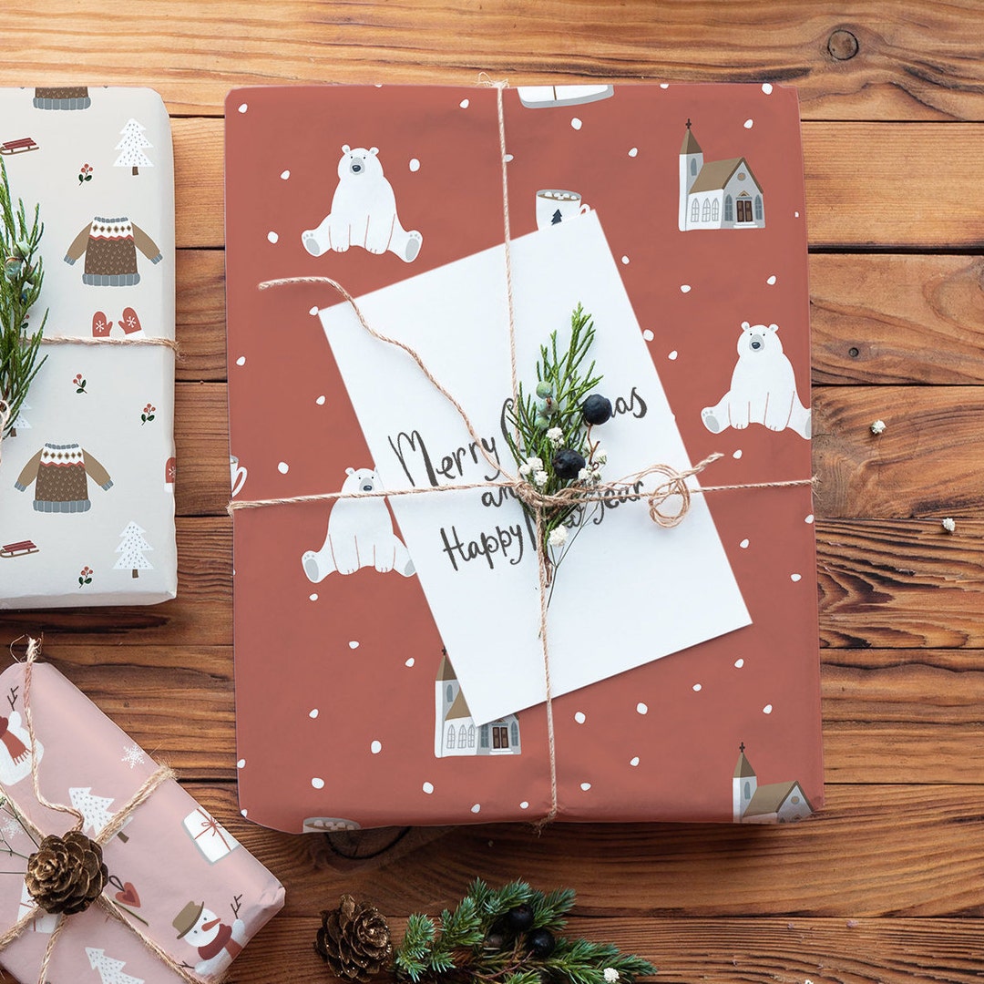 Red Christmas Wrapping Paper Sets, Christmas Wrapping Paper, Gift Wrap ...