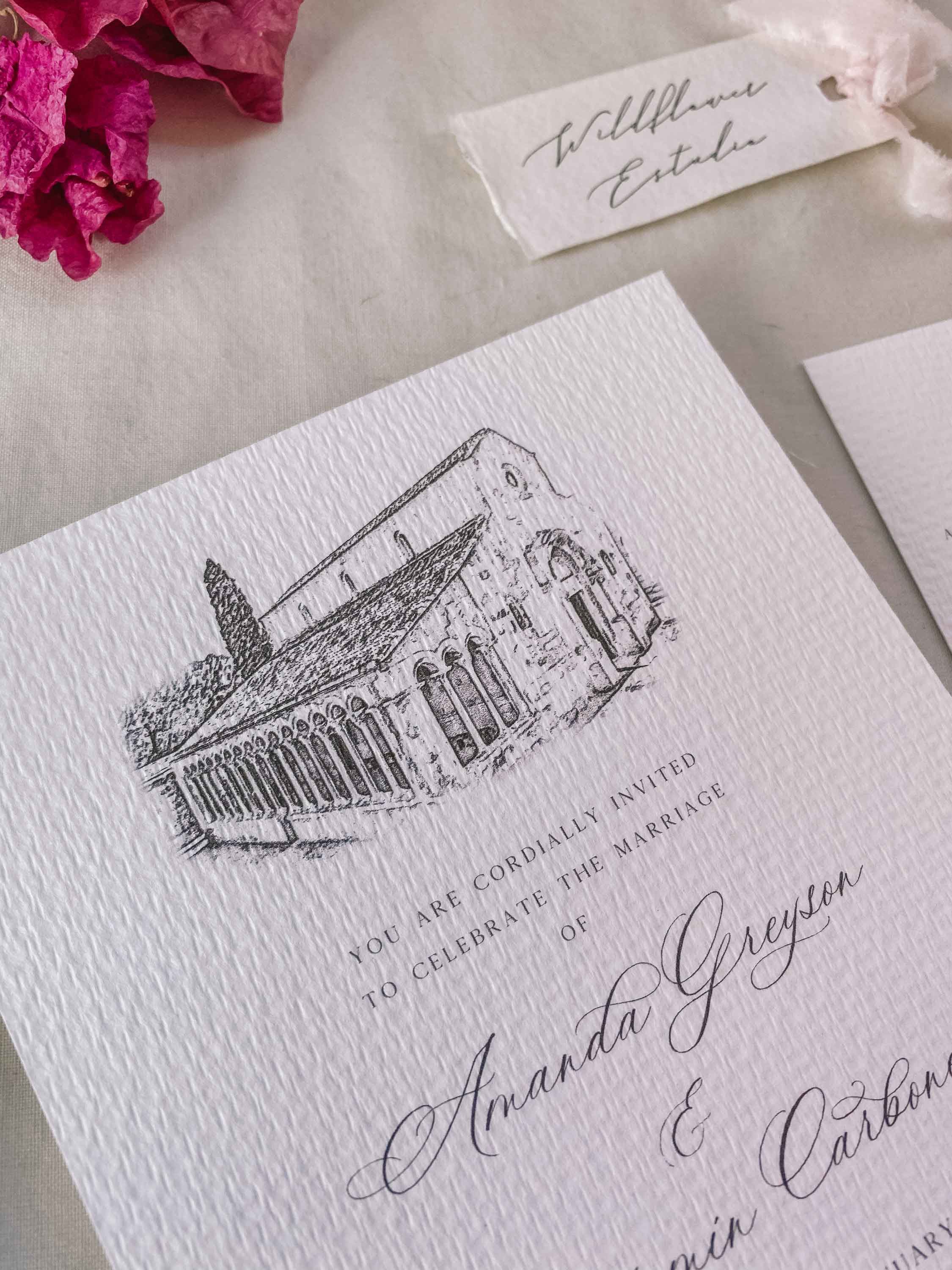 Wedding Invitation Venue Wedding Venue Illustration Wedding - Etsy