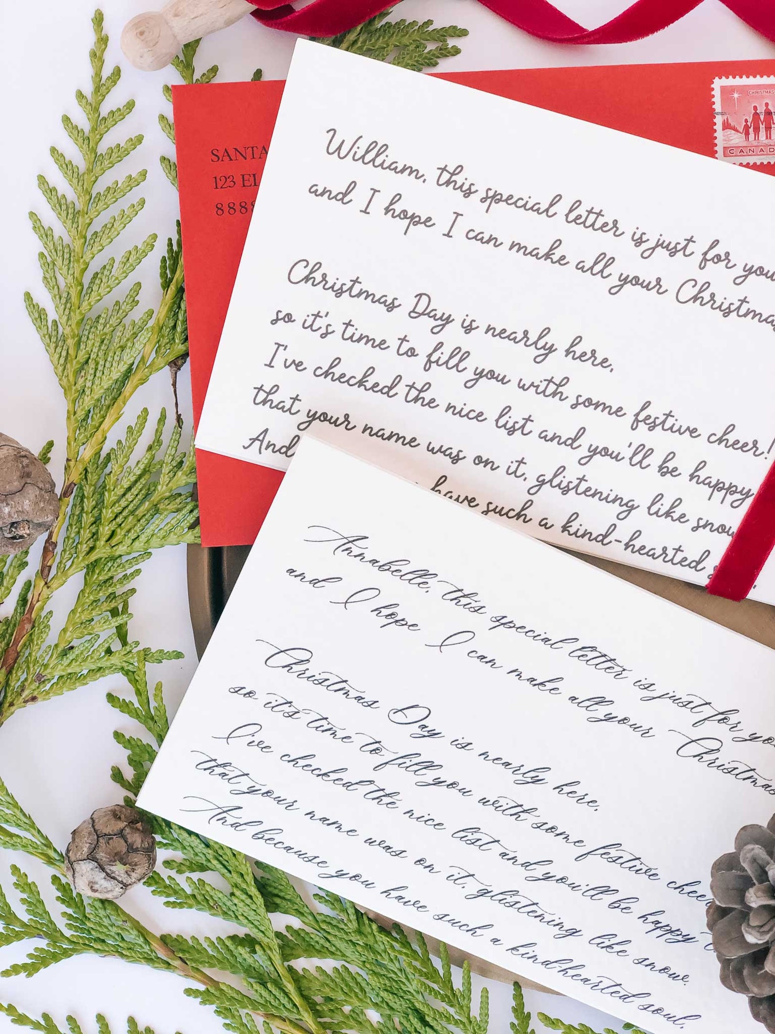 Personalised Christmas Letter From Santa With Vintage Stamps and Velvet ...