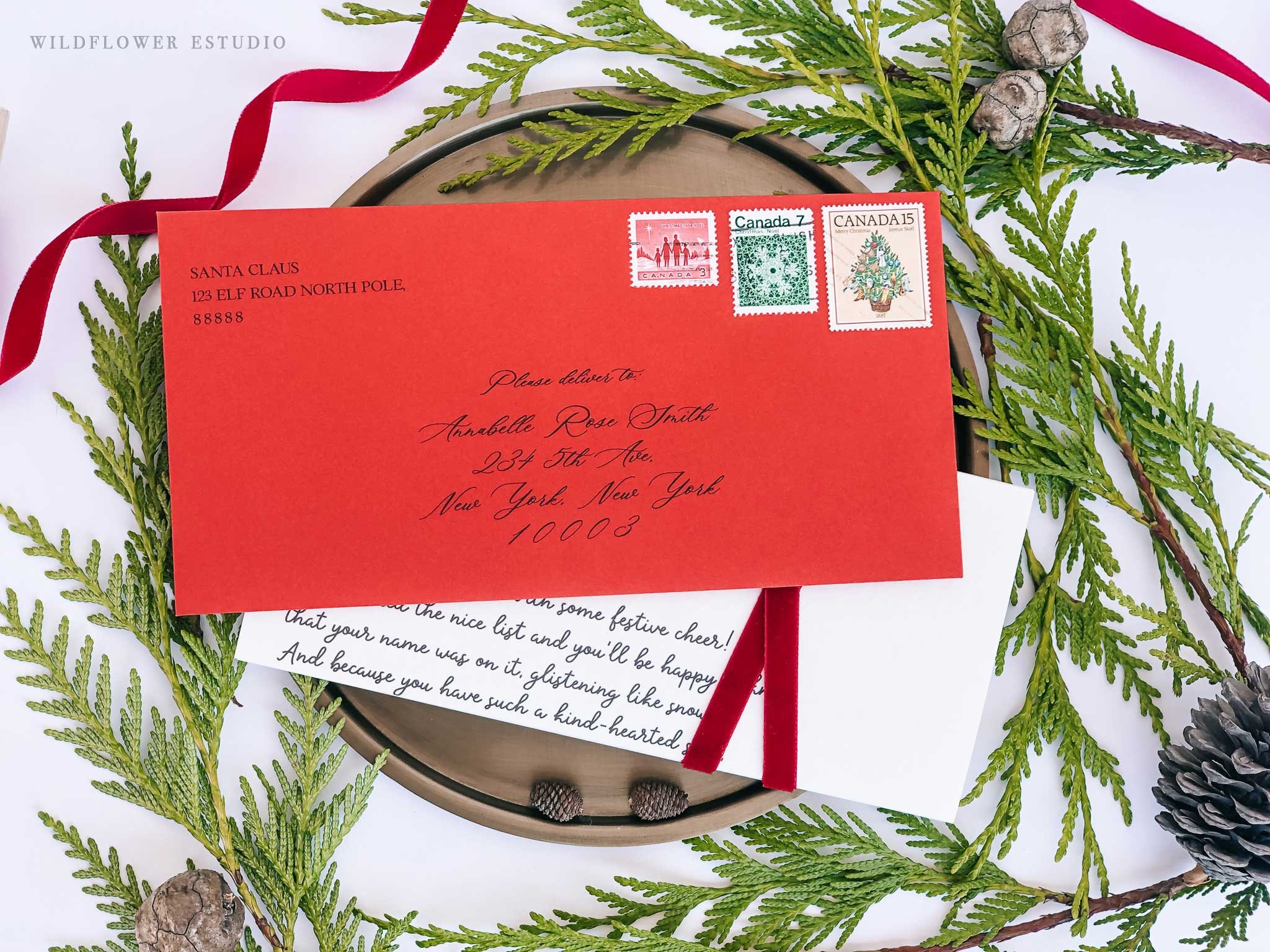 Personalised Christmas Letter From Santa With Vintage Stamps and Velvet ...