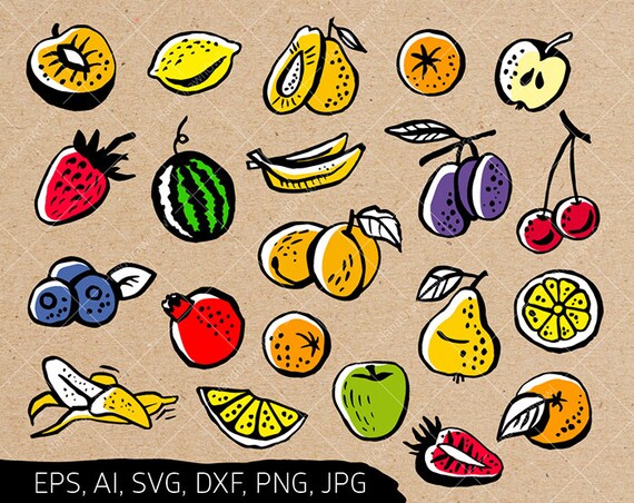 Fruits Clipart Eps Fruit Basket SVG Vector Fruits Png Fruits Files for ...