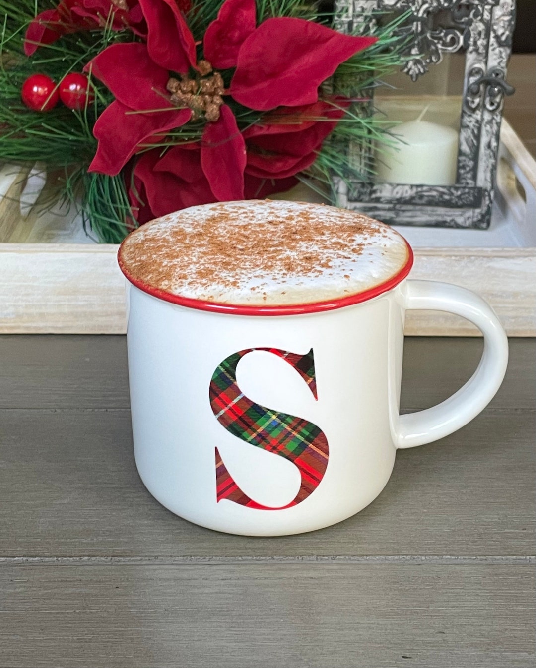 Christmas Mug, Monogram Letter Mug, Holiday Mug, Coffee Mug, Christmas ...