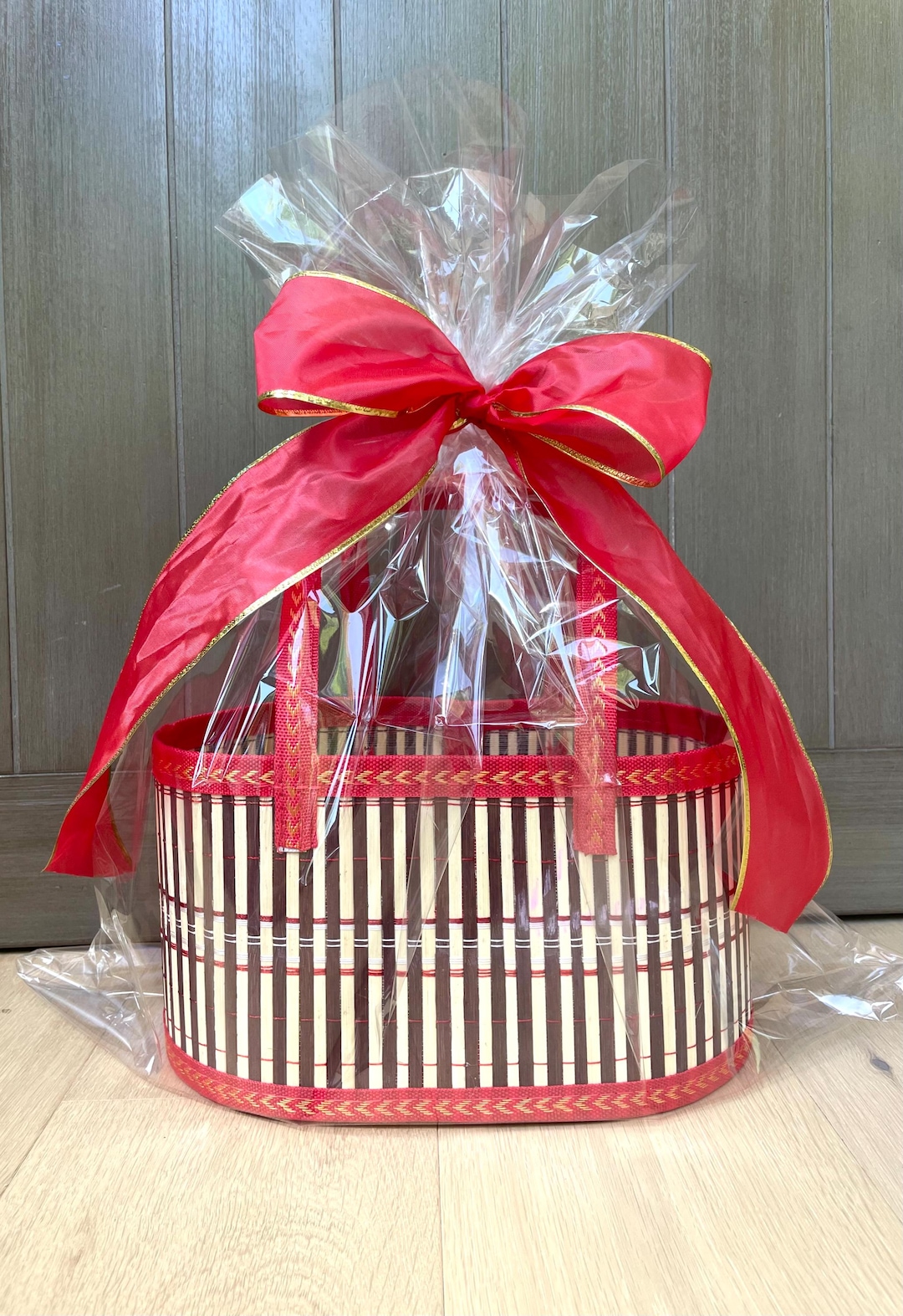 Empty Gift Basket, Christmas Gift Basket, Bamboo Gift Basket, Christmas ...