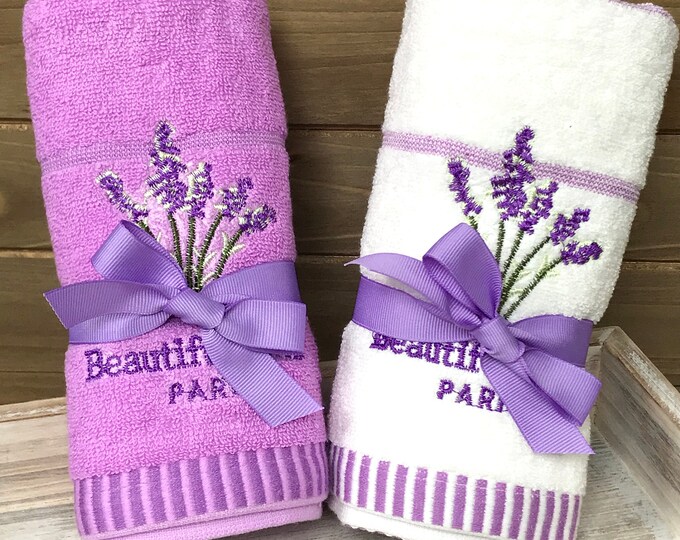 Lavender Towel Set Hand Towel Face Towel Lavender Towel - Etsy