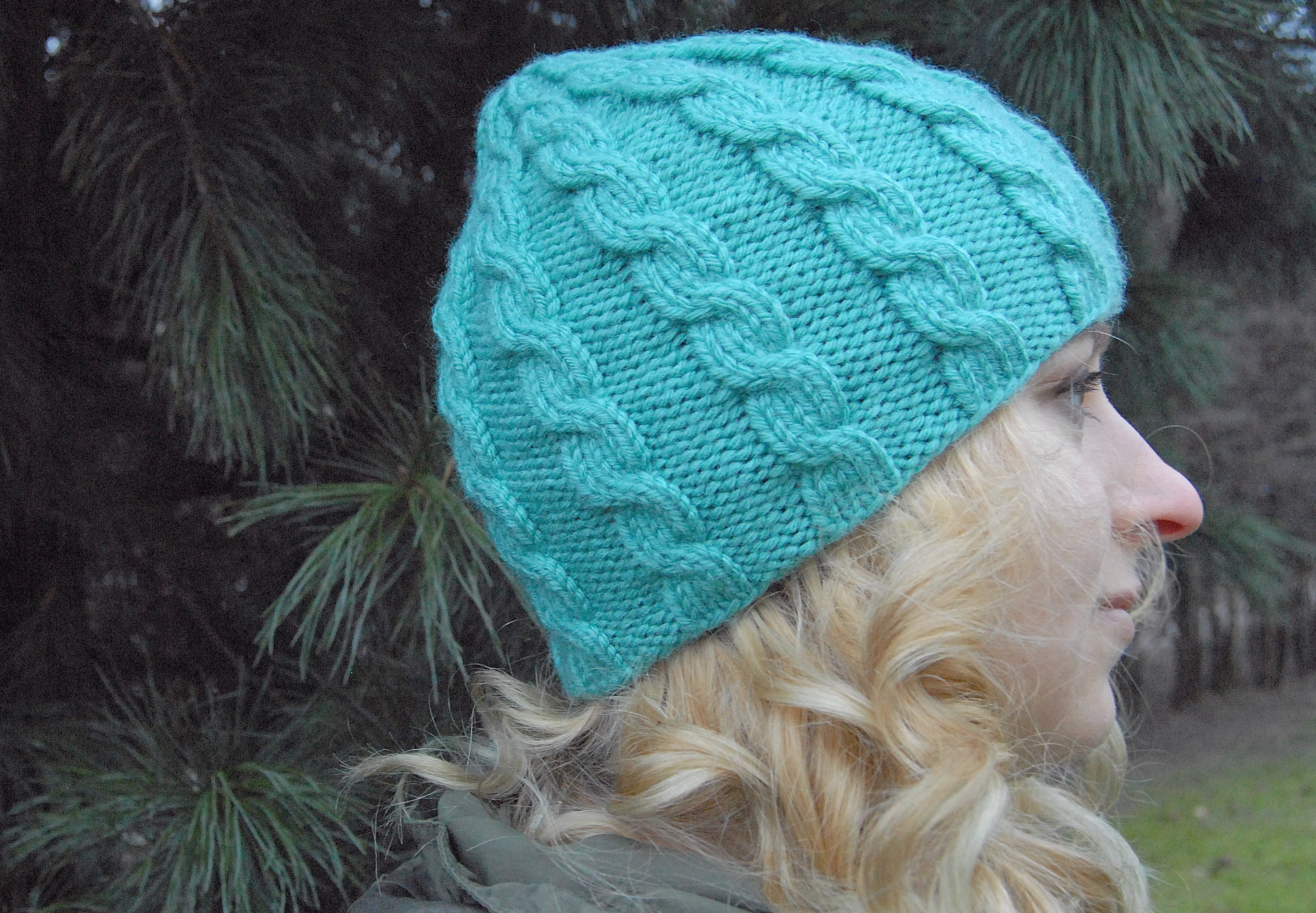 Green Wool Premium Acrylic Mix Winter Cable Hat Chunky Beanie Women Men ...