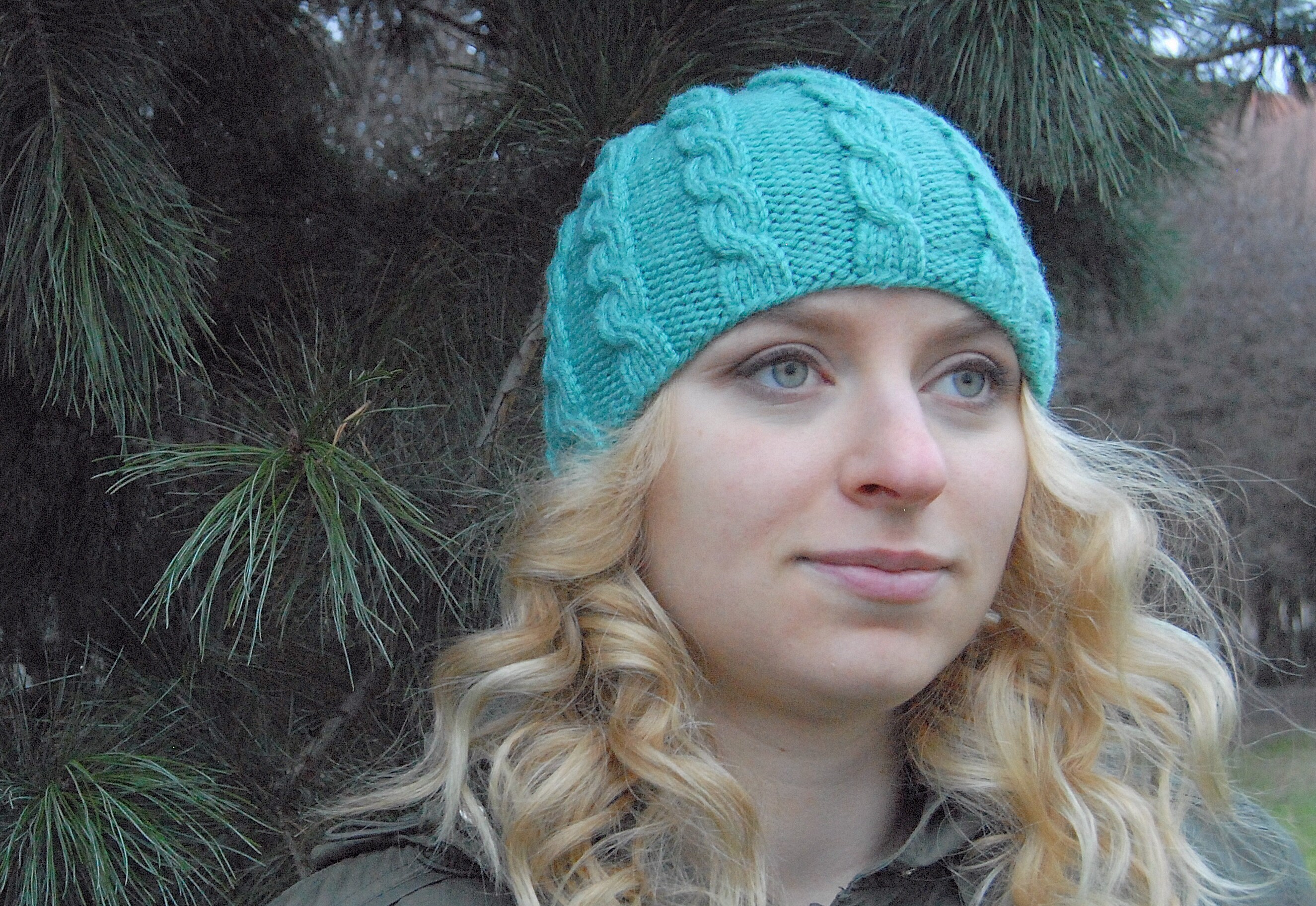 Green Wool Premium Acrylic Mix Winter Cable Hat Chunky Beanie Women Men ...