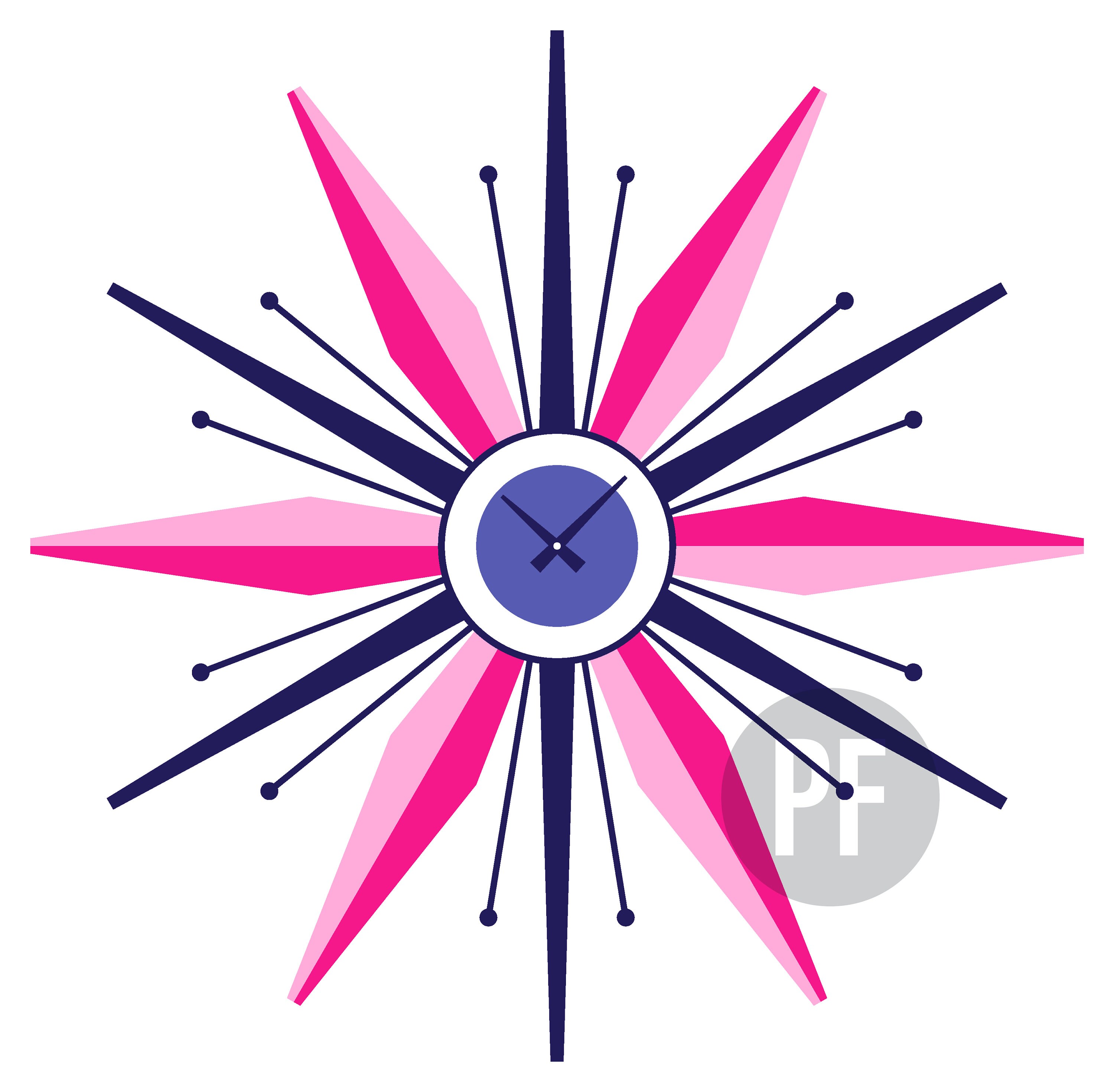 Atomic 1950s Wall Clocks - Mid Century Modern Clipart - Fully Editable ...
