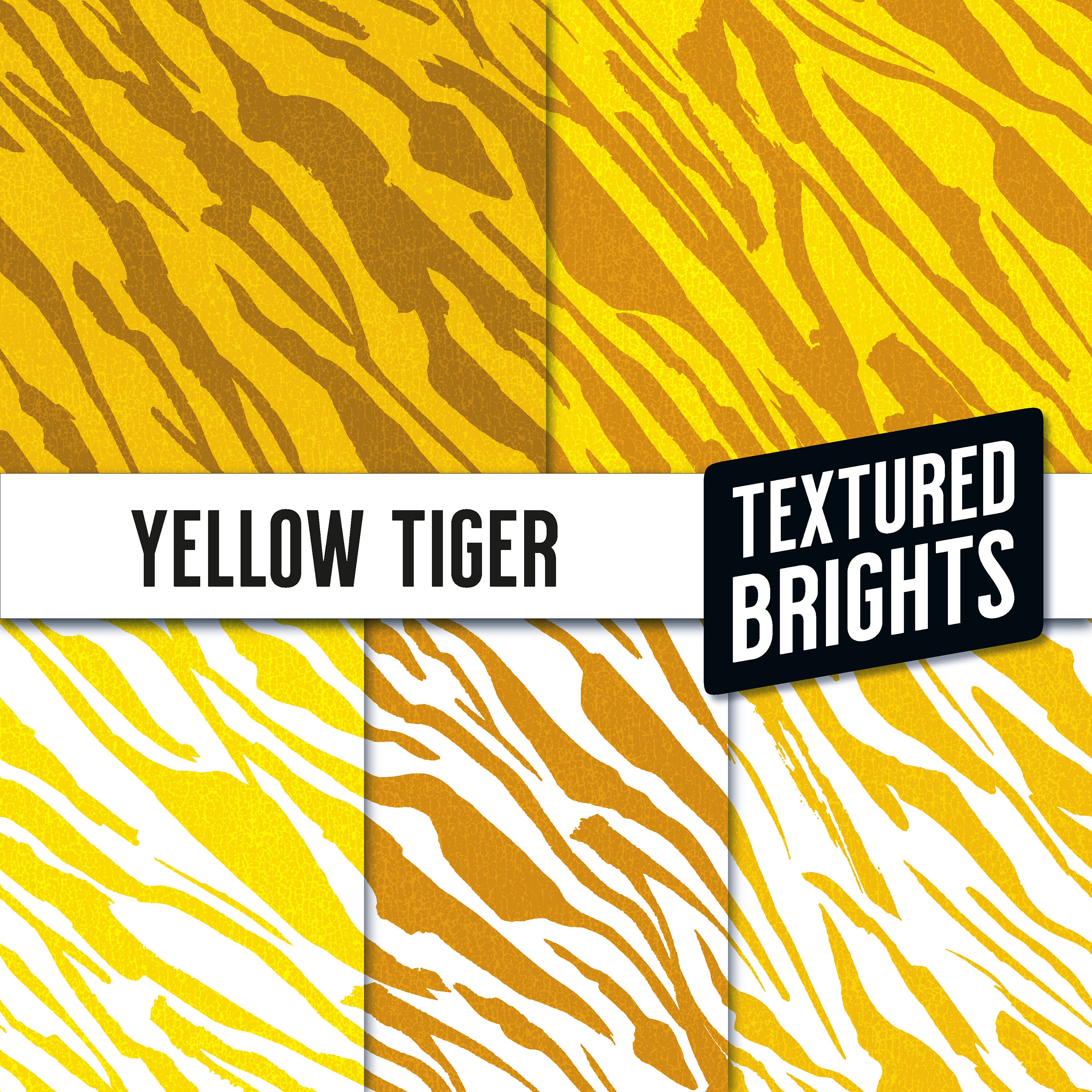 Yellow Tiger Print 5 patrones de repetición sin fisuras Textured ...