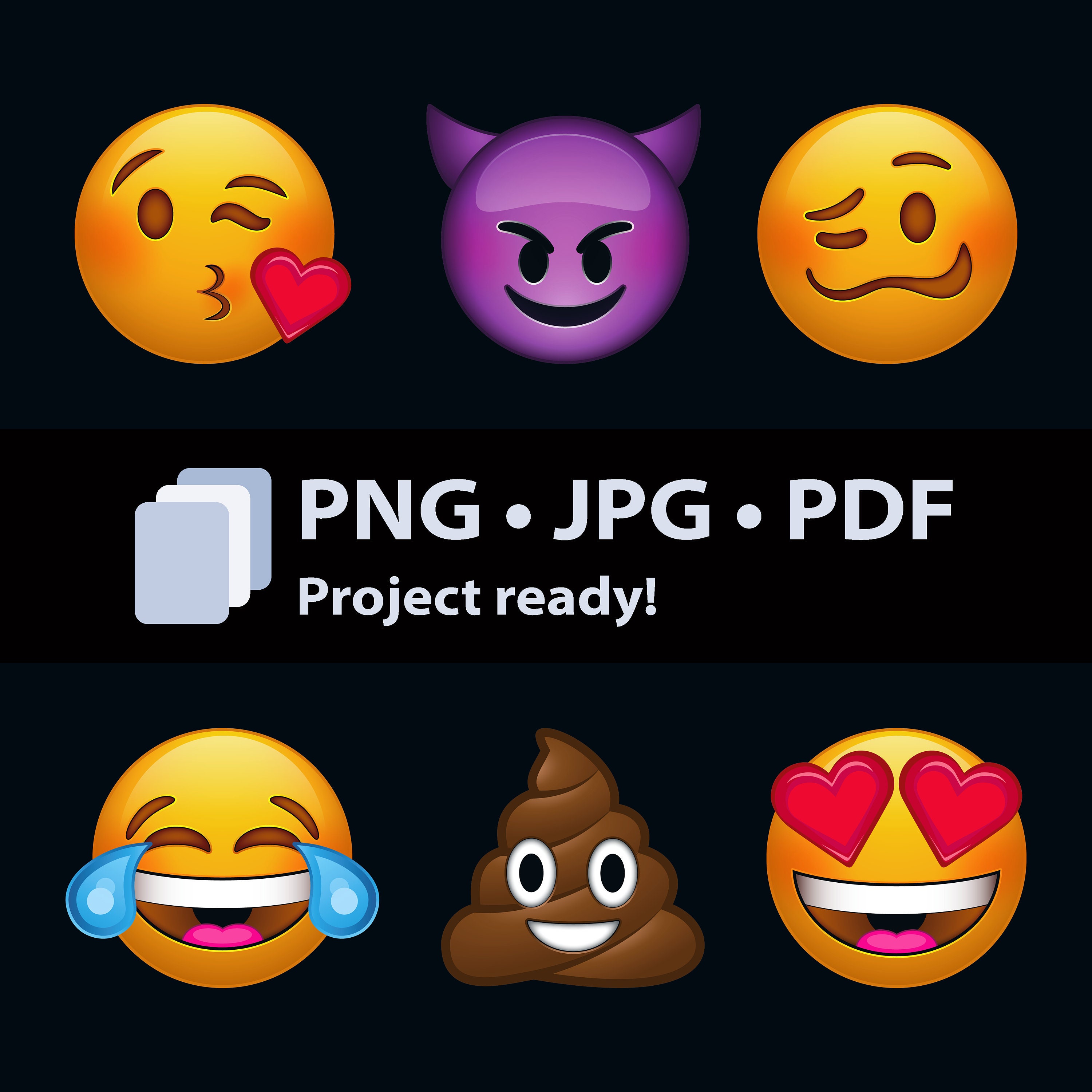 Emoji Image Bundle for Print & Web Projects - High Resolution Clip Art ...