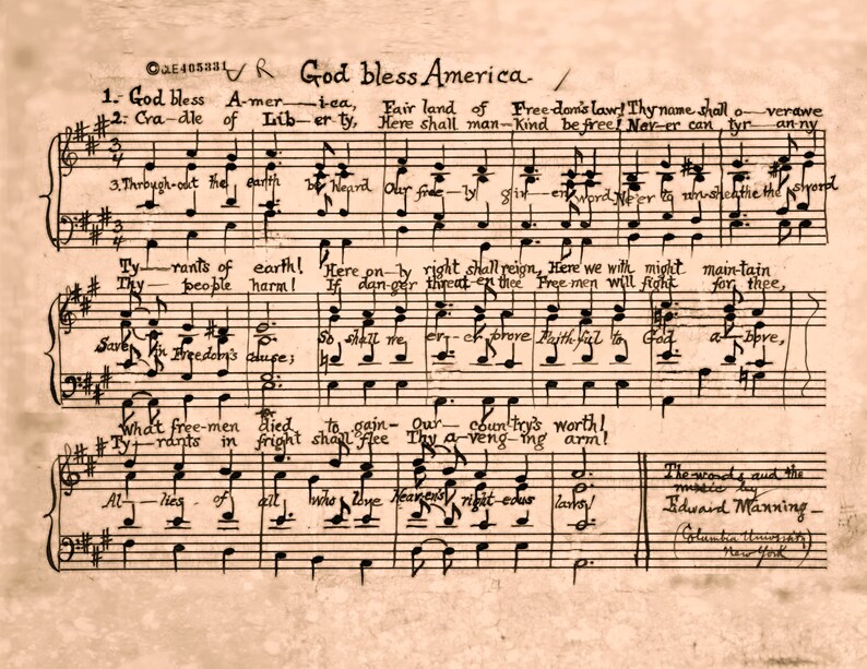 Patriotic Sheet Music - Chalkboard and Old Paper Collection - American ...