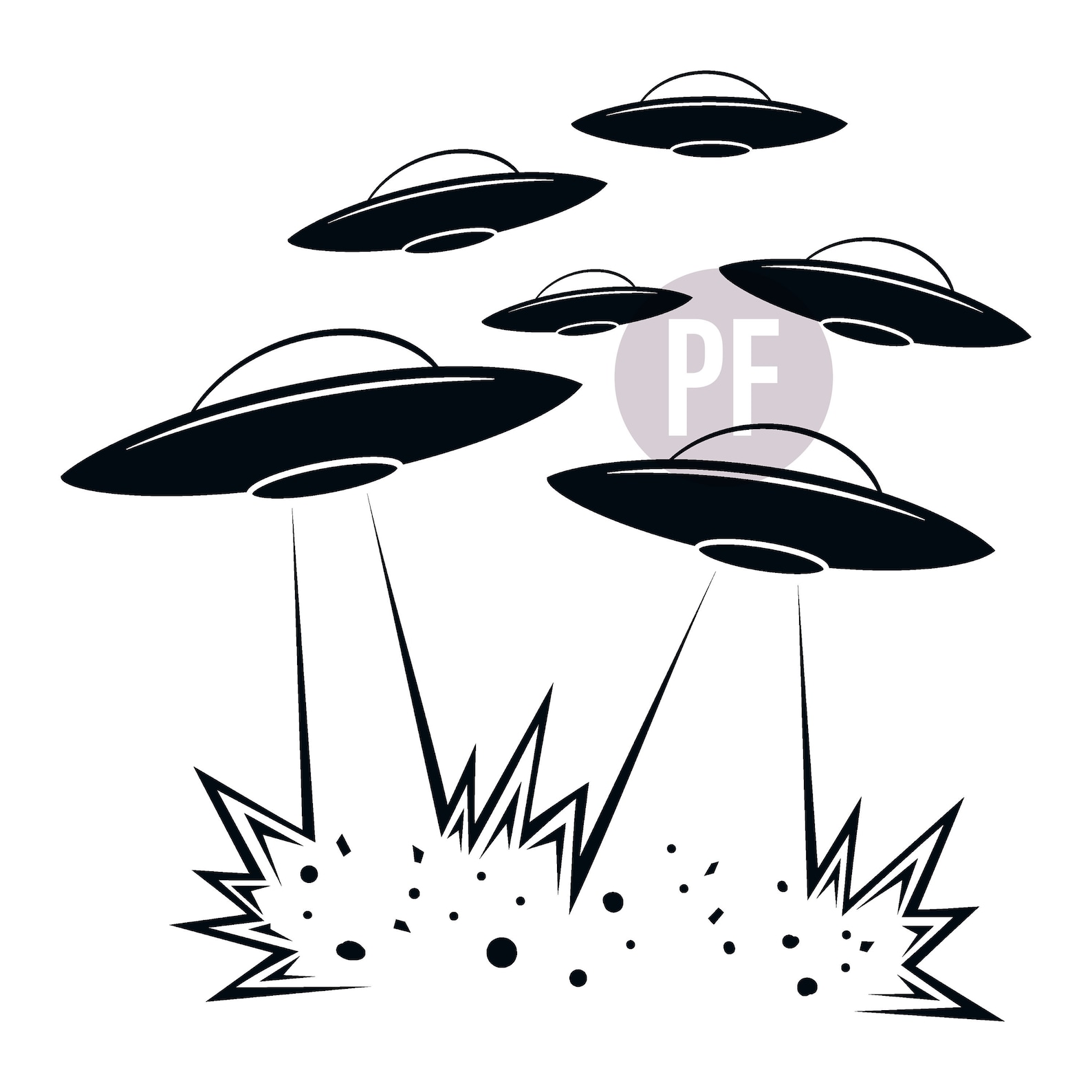 UFO Invasion SVG - Retro Clipart - Fully Editable for Print and Cut ...