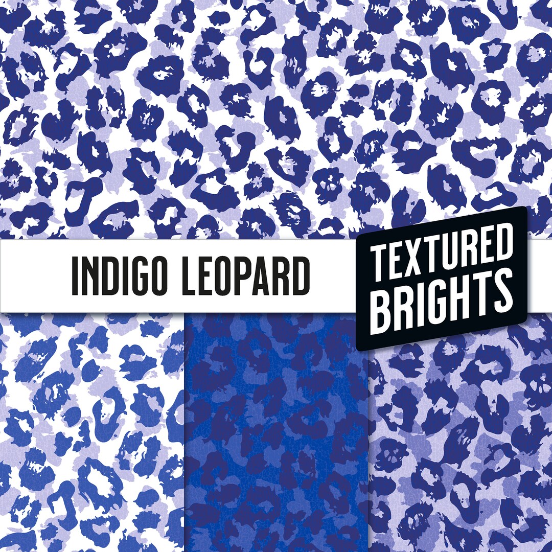 Purple Indigo Leopard Print 4 Seamless Repeat Patterns Textured Brights ...
