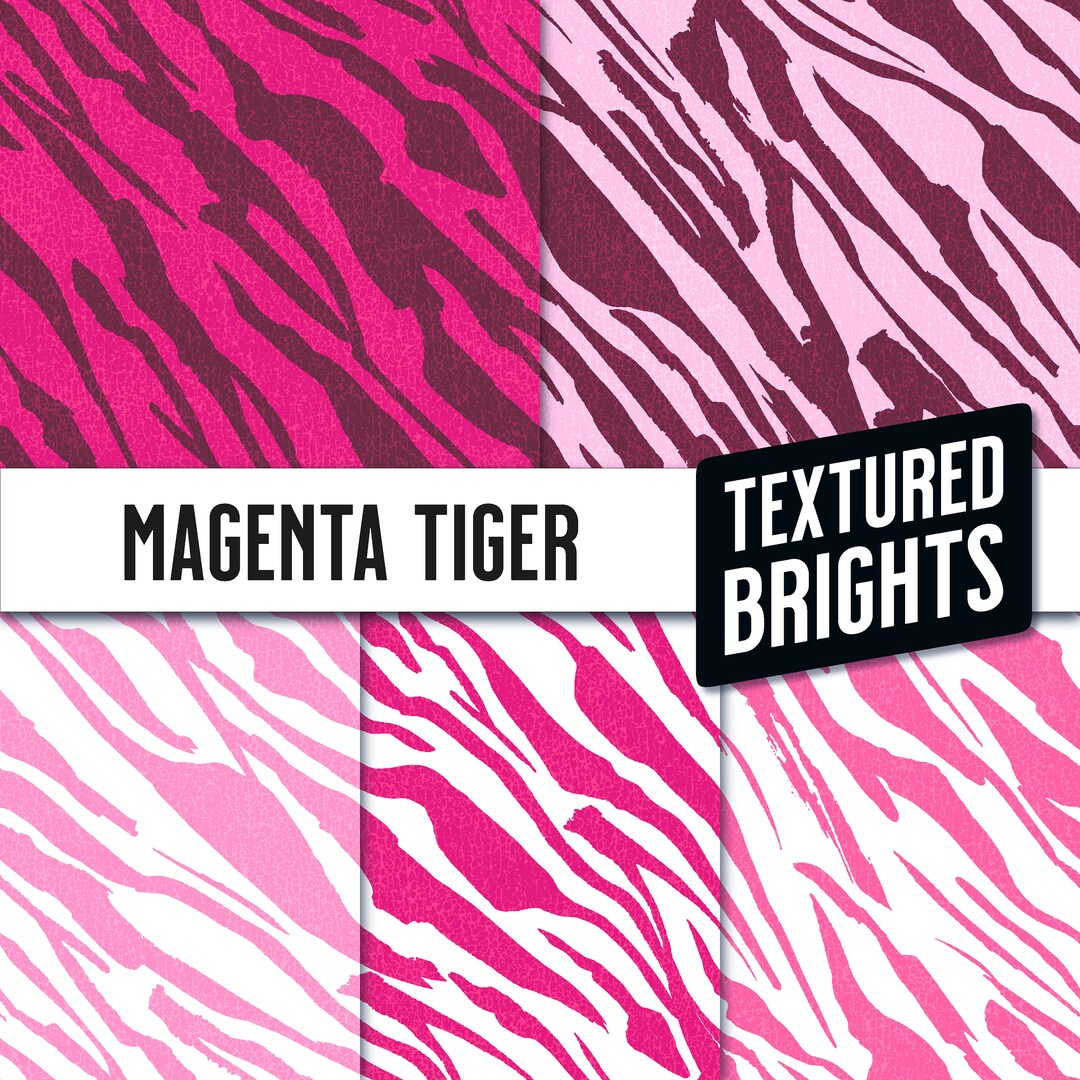 Magenta Pink Tiger Print - 5 Seamless Repeat Patterns - Textured ...
