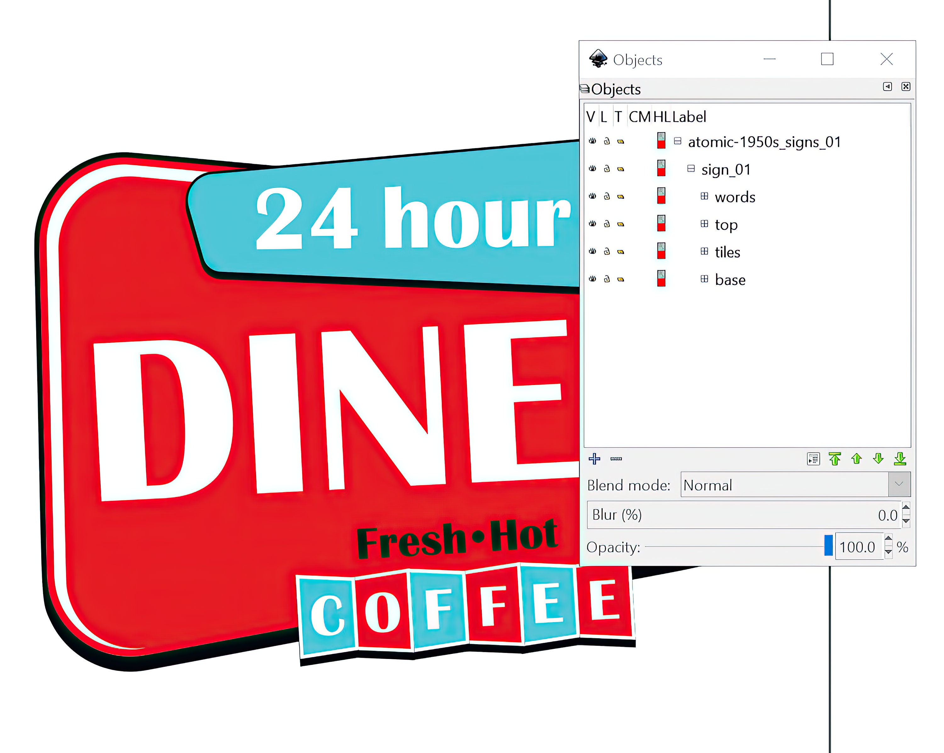 1950s Diner, Motel, and Lounge Signs SVG Bundle - 20 Fully Editable ...