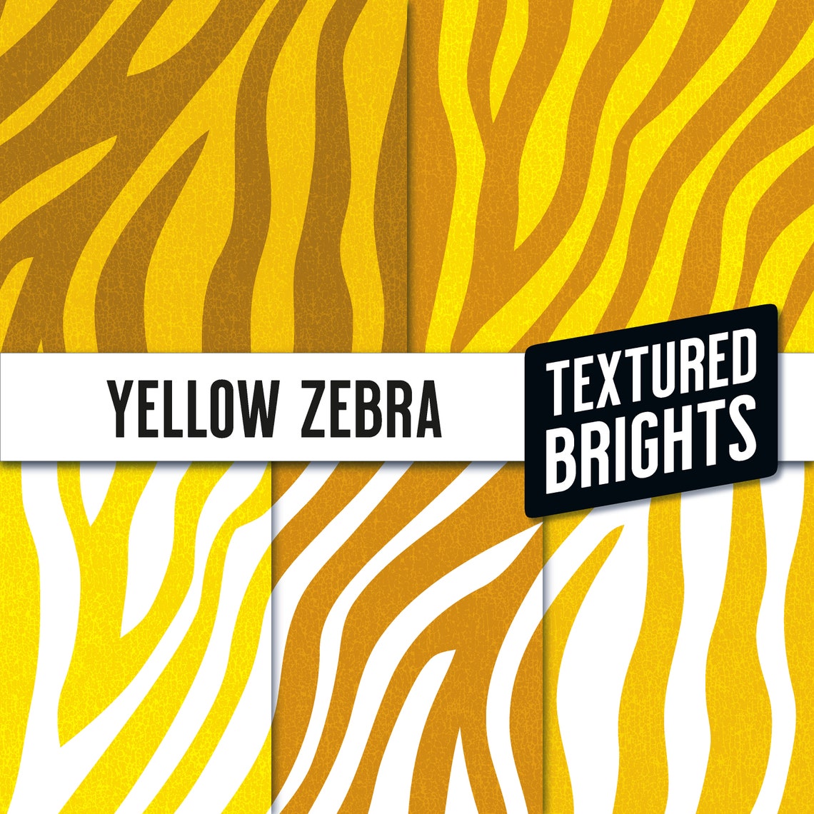 Yellow Zebra Stripes Print 5 Seamless Repeat Patterns - Etsy