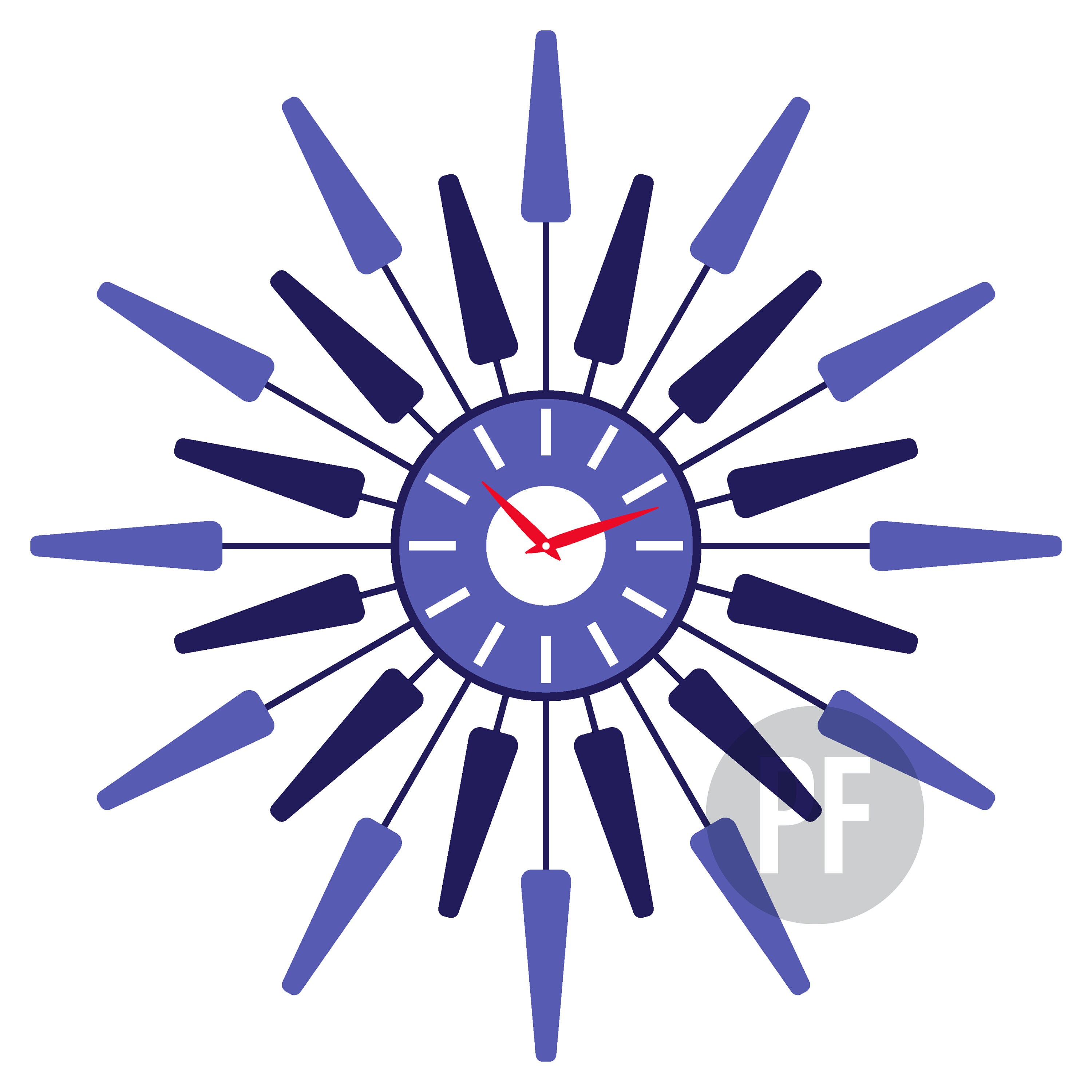 Atomic 1950s Wall Clocks - Mid Century Modern Clipart - Fully Editable ...